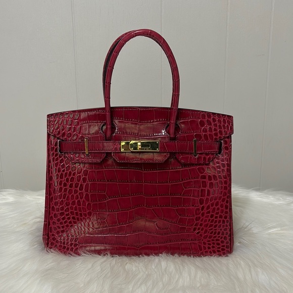 House of Hello | Bags | House Of Hello Crocodille Red Birkin Style ...